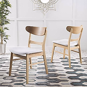 Christopher Knight Home Idalia Dining Chairs, 2-Pcs Set, Light Beige / Oak Finish