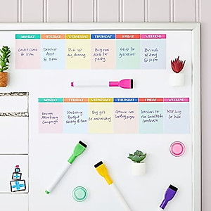 100 Sheets Weekly Planner Sticky Notes, 6-Day Calendar Note Pad for Tasks, To-Do Lists, Reminders, School and Office Supplies, 100 Week Supply, Multi-Colored (12x3 in)