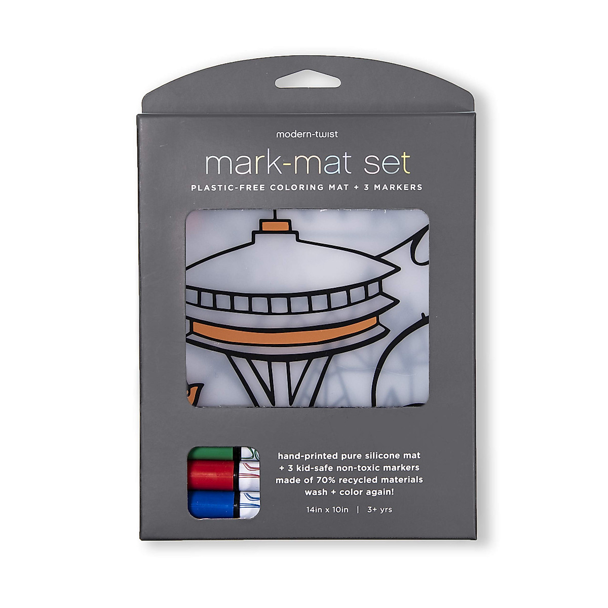 modern-twist 10 x 14 Reusable, Waterproof Coloring Mark-Mat Sheet for Kids, 100% Food-Grade Silicone, Pack of 1, Seattle