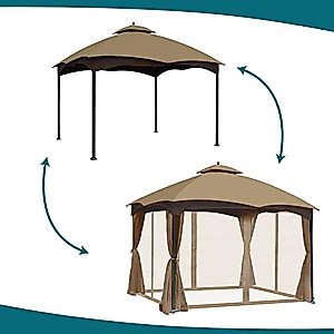 Gazebo Universal Replacement Mosquito Netting - Wonwon Outdoor Gazebo Canopy 4-Panel Screen Walls with Zipper for 10' x 12' Gazebo (Mosquito Net Only) (Khaki)