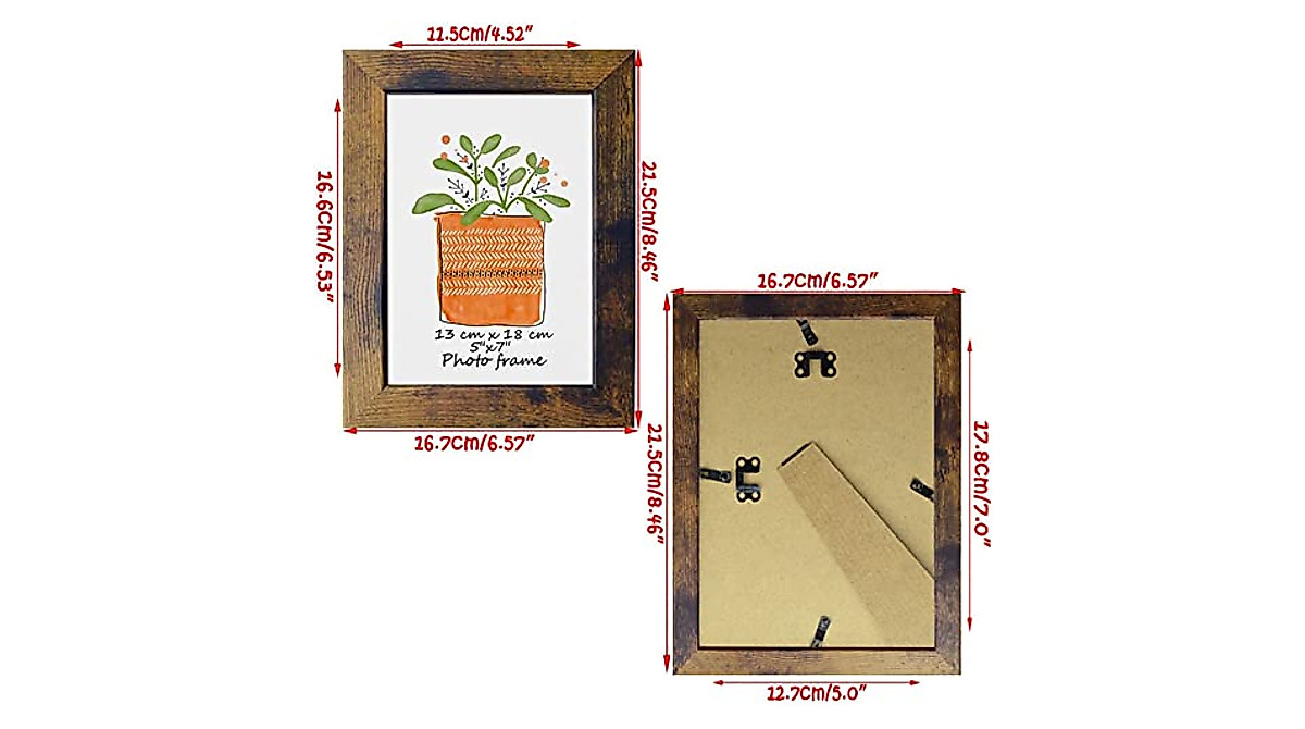 Rustic 5x7 Picture Frames Set - 7 Pack by PETAFLOP