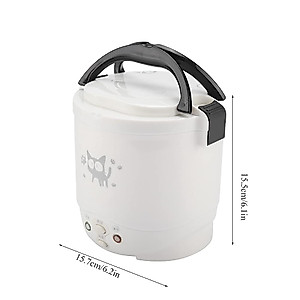 Rice Cooker Small, Portable Rice Cooker for Travel Mini, Mini Rice Cooker, 12v 100w 1l Portable Electric Multifunctional Rice Cooker Food Steamer Meal Heater Food Warmer (White)