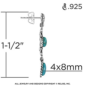 American West Sterling Silver Women’s Drop & Dangle Earrings Blue Turquoise Gemstone Floral Design