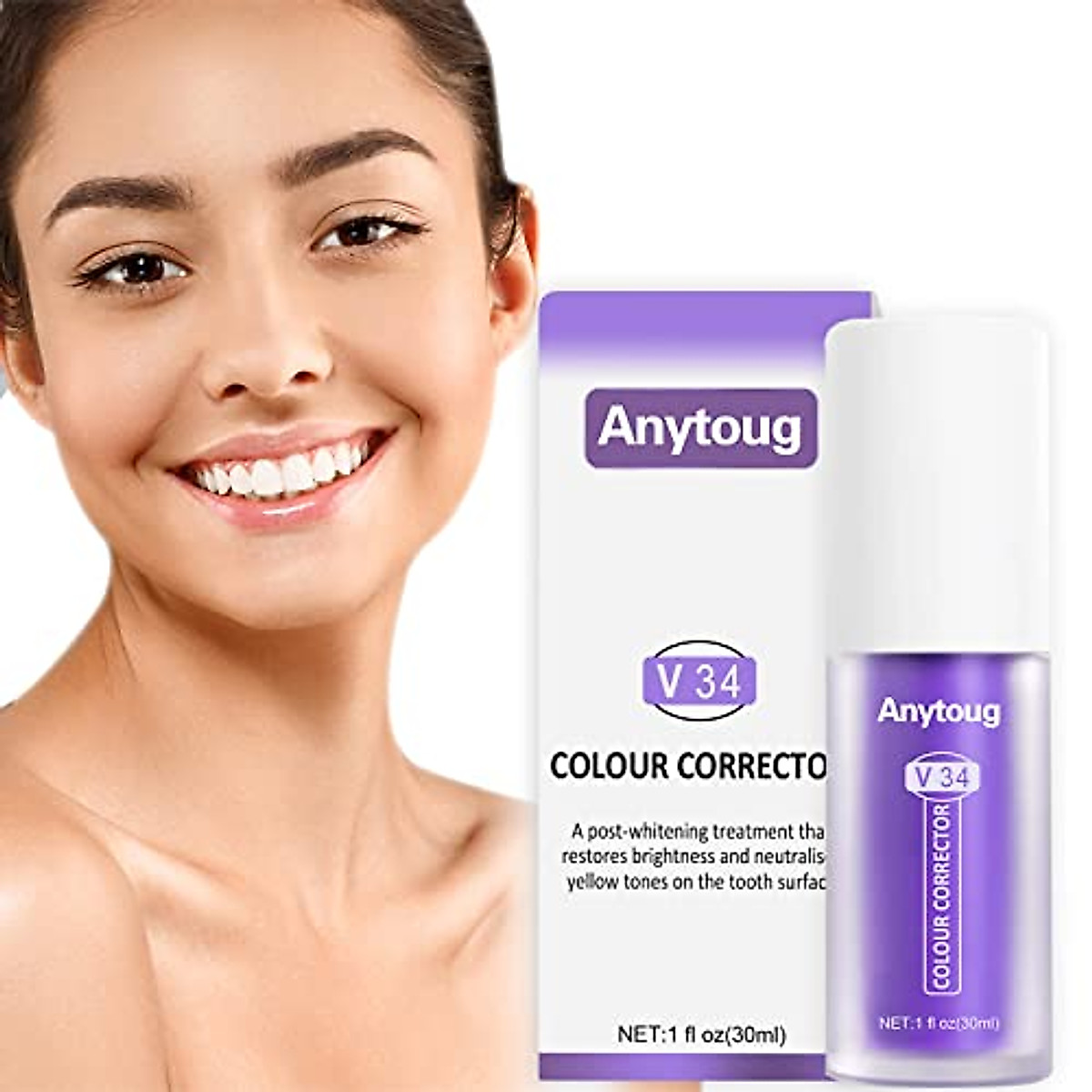 Whitening Toothpaste,Purple Toothpaste for Teeth Whitening,Colour Corrector Toothpaste,Toothpaste Whitening,V34 Toothpaste,Remove Stains,Improves Teeth Brightness and Reduce Yellowing