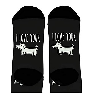 ThisWear Funny Valentines Gifts I Love Your Wiener Socks Girlfriend Boyfriend Gift 1-Pair Novelty Crew Socks