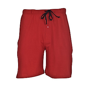 Hanes Men’s 2-Pack Cotton-Rich Jersey Blend Knit Short, 7.5" Inseam, Red/Black, XX-Large