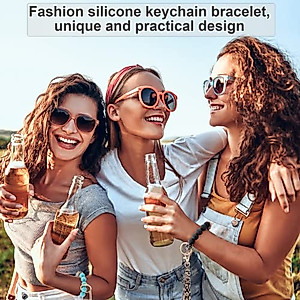 Pusunas Key Chains Women for Car Key Ring Bracelet,Keychain Wristlet,Silicone Beaded Bangle Chains