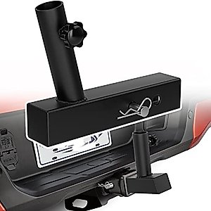 Universal 2 Inches Hitch Flag Pole Holder - Compatible with Jeep, SUV, RV, Pickup, Truck, Camper, Trailer. Anti-Wobble Screws and The Angled Holder Design