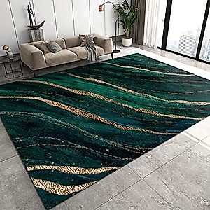 Emerald Green Marble Area Rugs, Modern Art Area Carpet, Bathroom Rugs Non-Slip Soft Feeling Easy to Clean Suitable for Living Room Study Bedroom,3×5ft/90*150cm