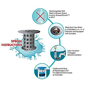 TubShroom Tub Drain Hair Catcher, 2 Pack, Chrome – Drain Protector and Hair Catcher for Bathroom Drains, Fits 1.5” – 1.75” Bathtub and Shower Drains