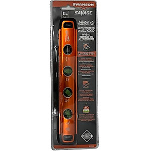 Swanson Tool Co SVT011 11-Inch Savage Aluminum Torpedo Level with Neodymium Magnets,Orange