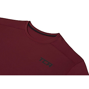 TCA Boys' Pro Performance Long Sleeve Running Compression Base Layer Top - Crew Neck - Cabernet, L Boy (10-12 Years)