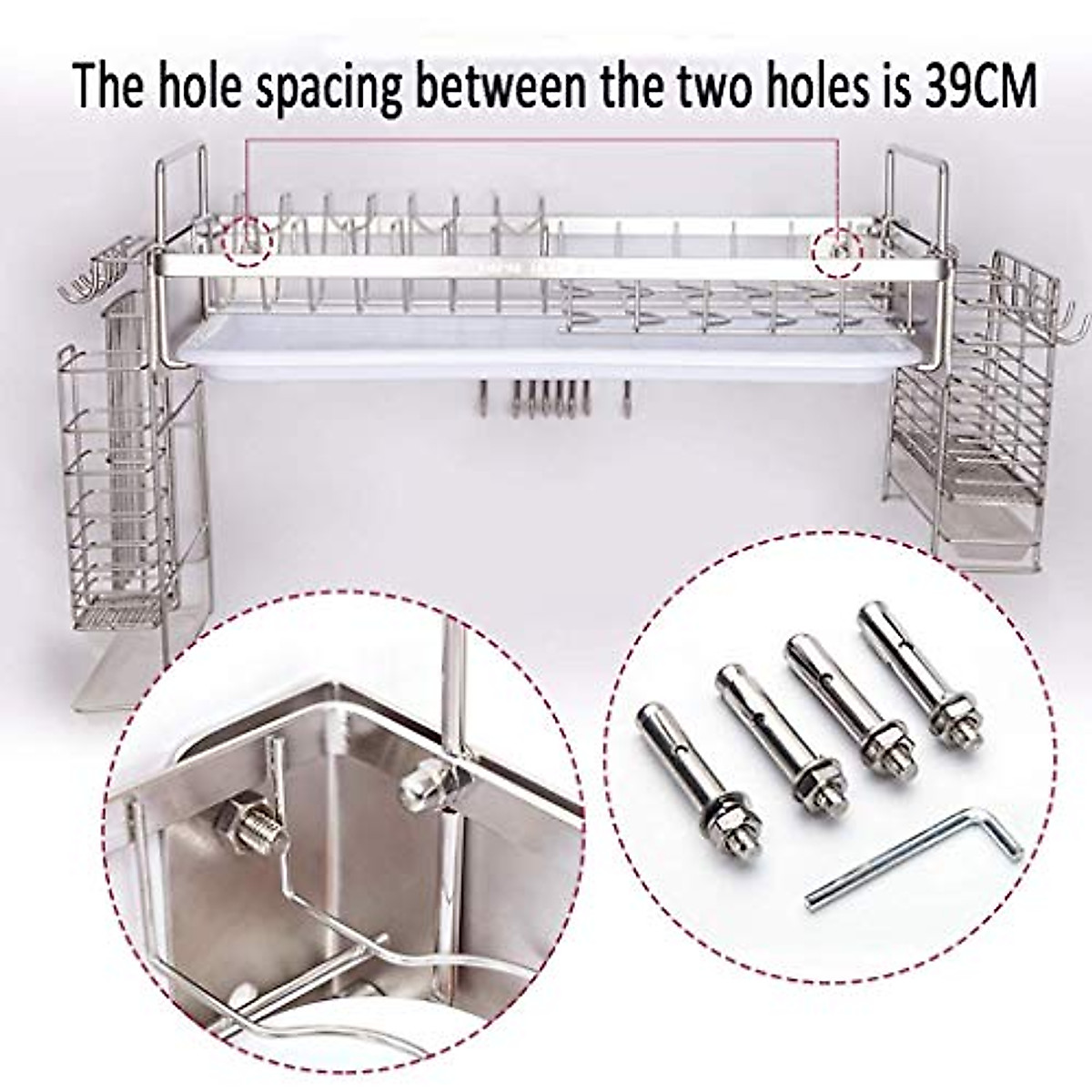 FEHUN Sinks,Wall-Mounted Kitchen Dish Rack Drain Rack Kitchen Racks