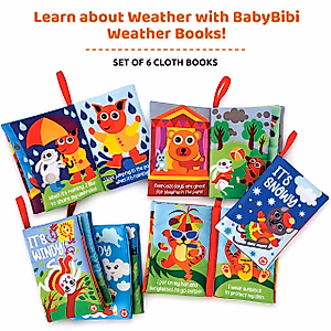 Cloth Books for Babies Weather Themed- Soft Baby Books Features Characters About Weather - Soft Baby Toys for Learning and Brain Development