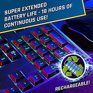 KLIM Blaze & Chroma Wireless Bundle - New 2023 - Wireless Gaming Keyboard and Mouse Combo - Responsive Durable Ergonomic - Backlit Keyboard - RGB Gaming Mouse Wireless - Long-Lasting Built-in Battery