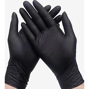 Generic Disposable Nitrile Gloves, Chemical Resistant, Powder-Free, Touch-Friendly, Food Safe, Black, Large, 100-Count