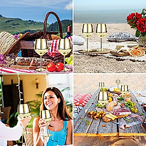 VERISA Stainless steel stemmed wine glasses,18oz Unbreakable Steel Wine glass, Shatterproof Metal wine Goblets for Outdoor, Picnic,Party, Gift Box Red wine 2 wine glasses (GOLD)