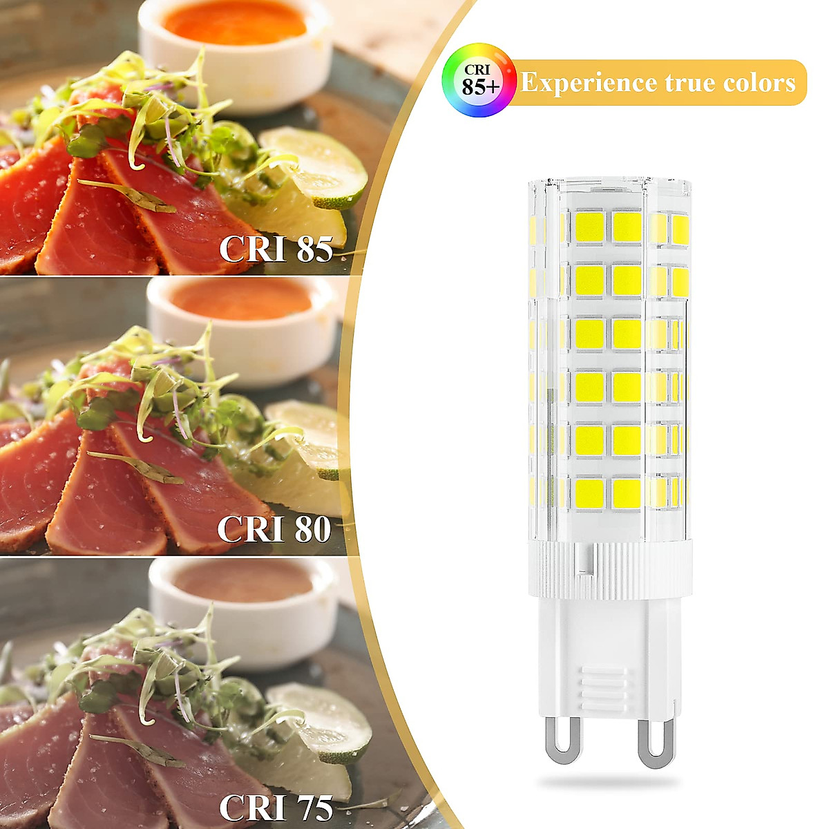 DiCUNO G9 LED Bulb, Ceramic Base Light Bulb 6W (60W Halogen Equivalent), 550LM, Daylight White 6000K, Non-Dimmable Replacement for Home Lighting, 12-Pack