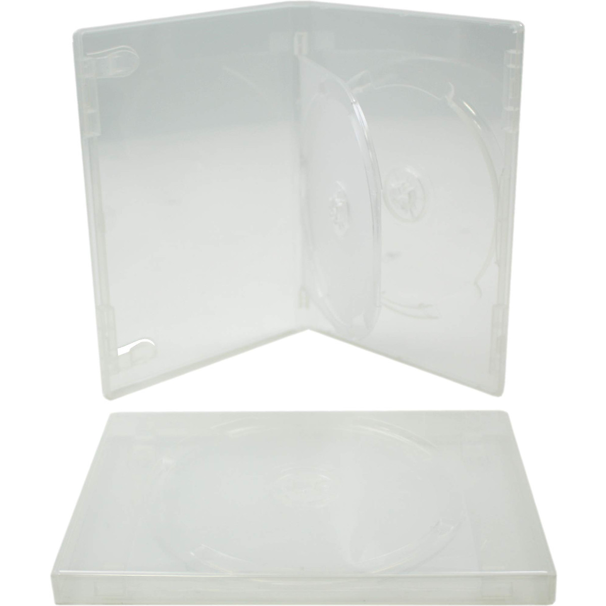 Square Deal Online - DV2R14CLWT - DVD Cases - 2 Disc - 14mm - with Hinged Tray and Wrap Around Sleeve - Clear (25-Pack)