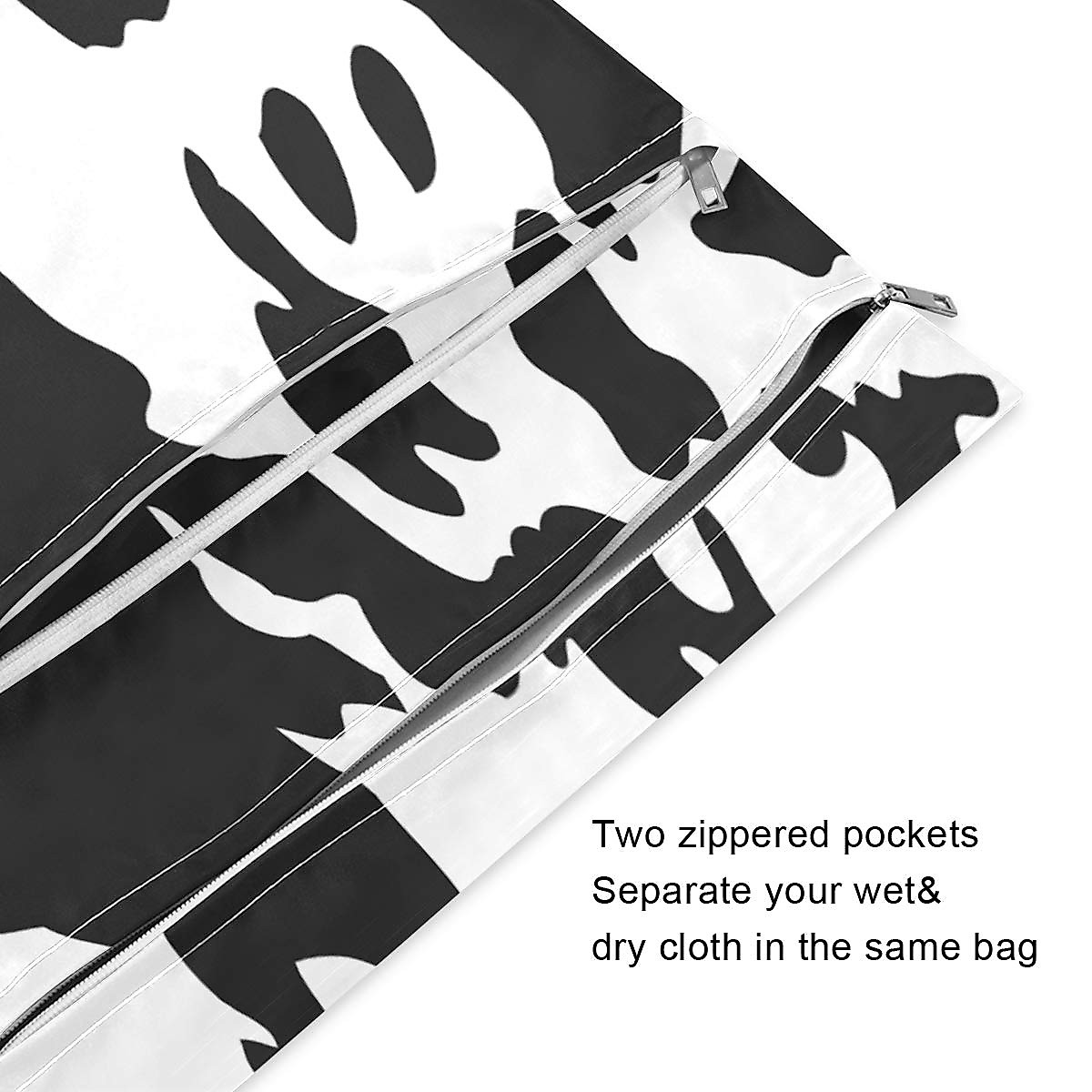 Nander Animal Cow Print Multifunctional Diaper Organizer Reusable Waterproof Wet Dry Bag Storage Bag Travel Nappy Bag