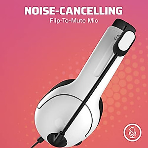PDP Gaming LVL40 Stereo Headset with Mic for Switch OLED - Noise Cancelling Microphone - Black & White - Nintendo Switch