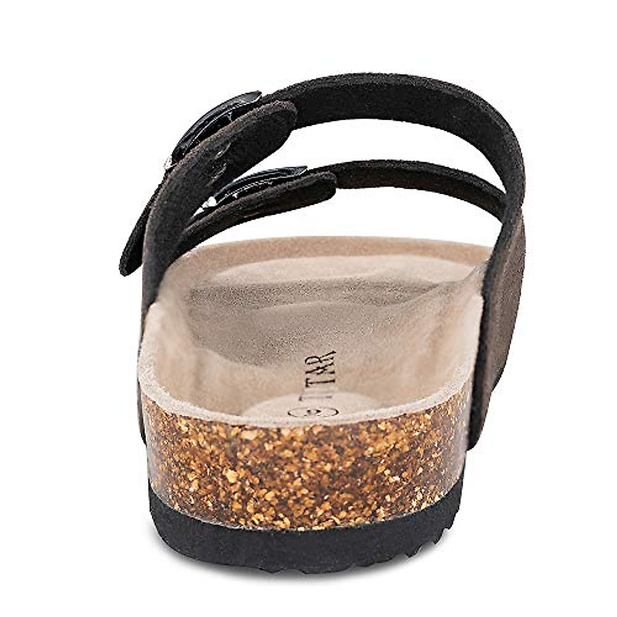 TF STAR Men’s Cow Suede Leather Slide Sandals,2-Strap Adjustable Buckle,Casual Slippers, Slide Cork Footbed shoes