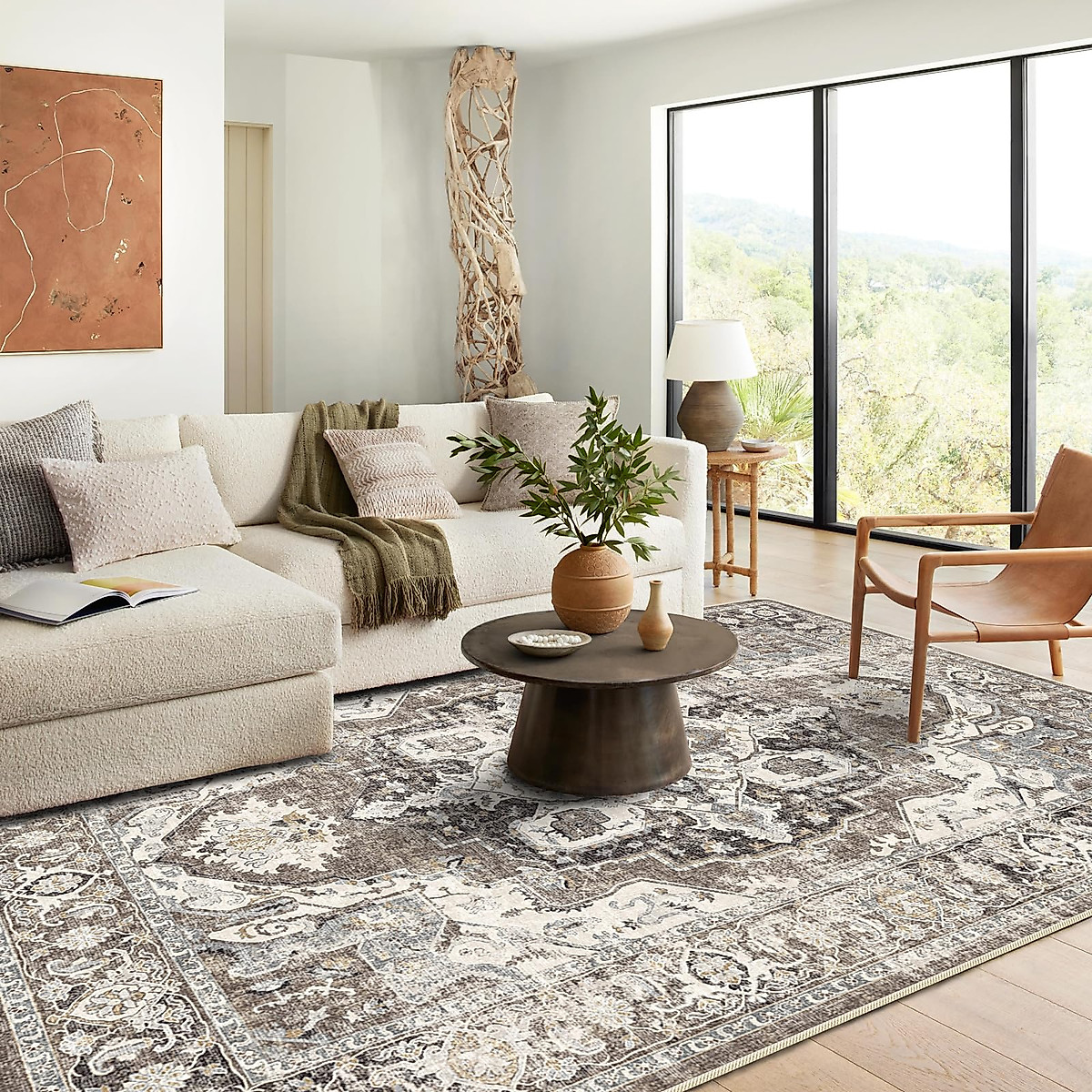 YOUFORTONG Area Rugs 8x10 Washable Non-Slip Rug Stain Resistant Rugs for Living Room Dining Room Bedroom Low-Pile and Ultra Soft Area Rug (Beige, 8x10)