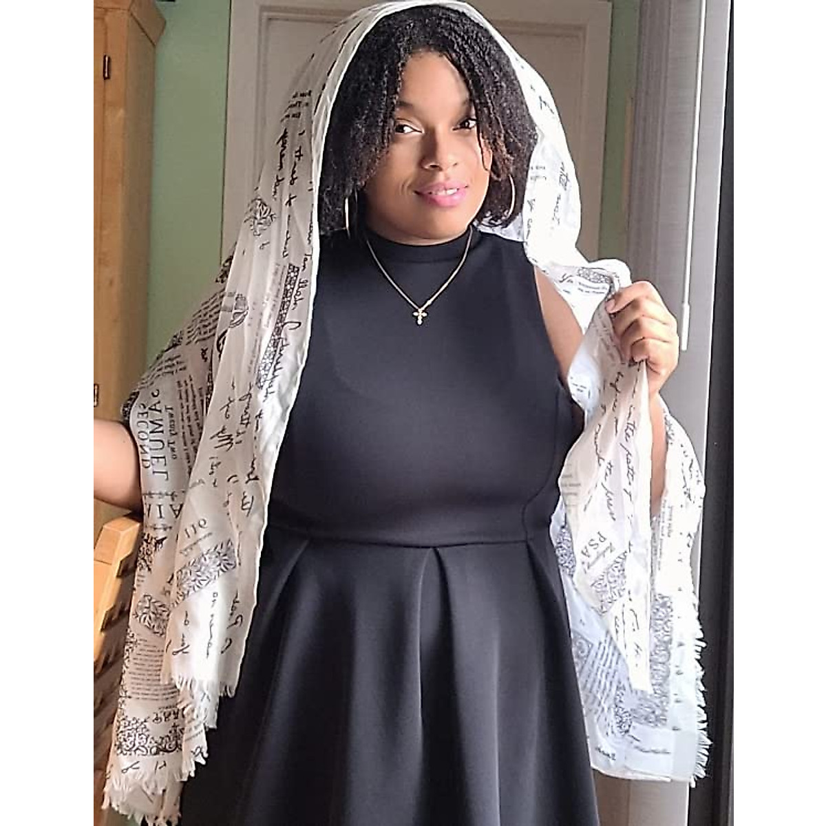 Protection Christian Prayer Shawl - Prayer Scarf with Bible Verses about God's Protection, Off- White Meditation Shawl, Unique Christian Gifts