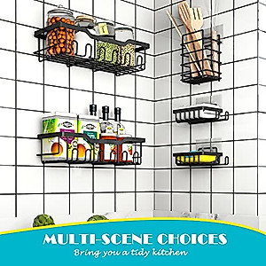 REALINN Shower Caddy, [5-Pack] Shower Shelves for Inside Shower, Adhesive Shower Organizer, No Drilling Rustproof Stainless Steel Bathroom Caddy, Large Capacity Shower Rack, Black