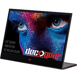 Deco Gear 15.6 inch Portable Monitor IPS FHD Touchscreen Panel, Rich Display 16.7 Million Colors, 60Hz, Built-in Dual Speakers, Powered by USB Type-C and HDMI, PC, Mac, Mobile Screen Extender