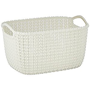 Curver Basket Knit Rectangular 8L in White, 30 x 22.5 x 17 cm