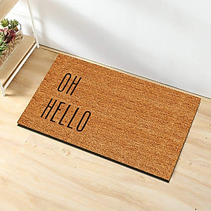 MOMOBO Funny Doormat Custom Indoor Doormat -Oh Hello Funny Front Mats Home and Office Decorative Entry Rug Garden/Kitchen/Bedroom Mat Non-Slip Rubber 23.6 x15.7 Inch