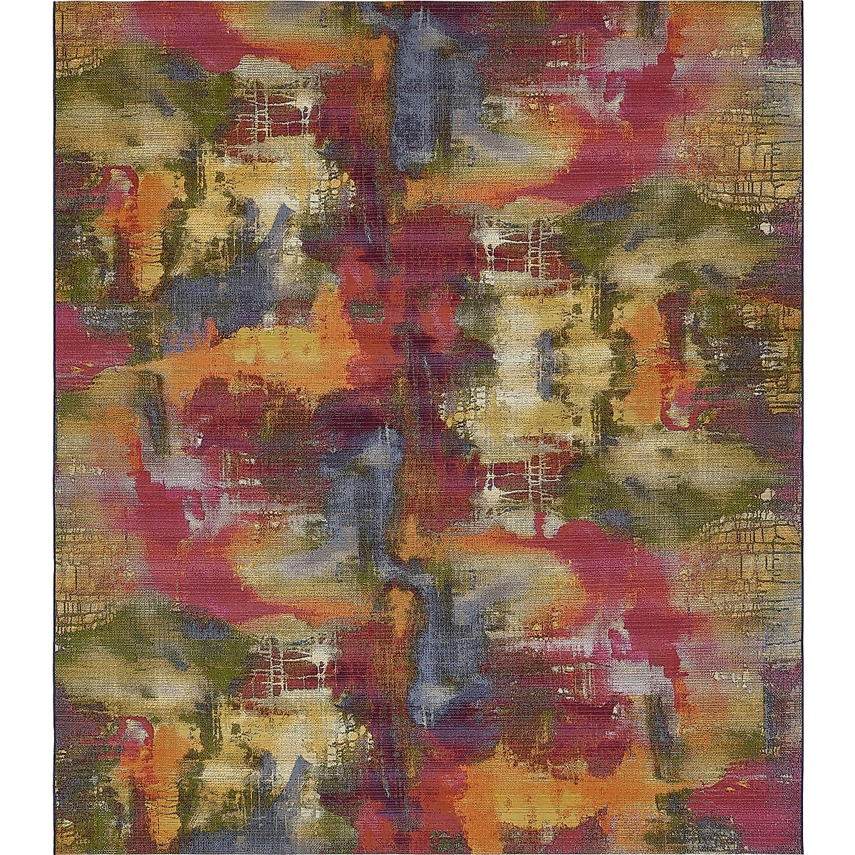 Unique Loom Outdoor Modern Collection Area Rug - Azera (10' x 12' 2" Rectangle, Multi/ Blue)