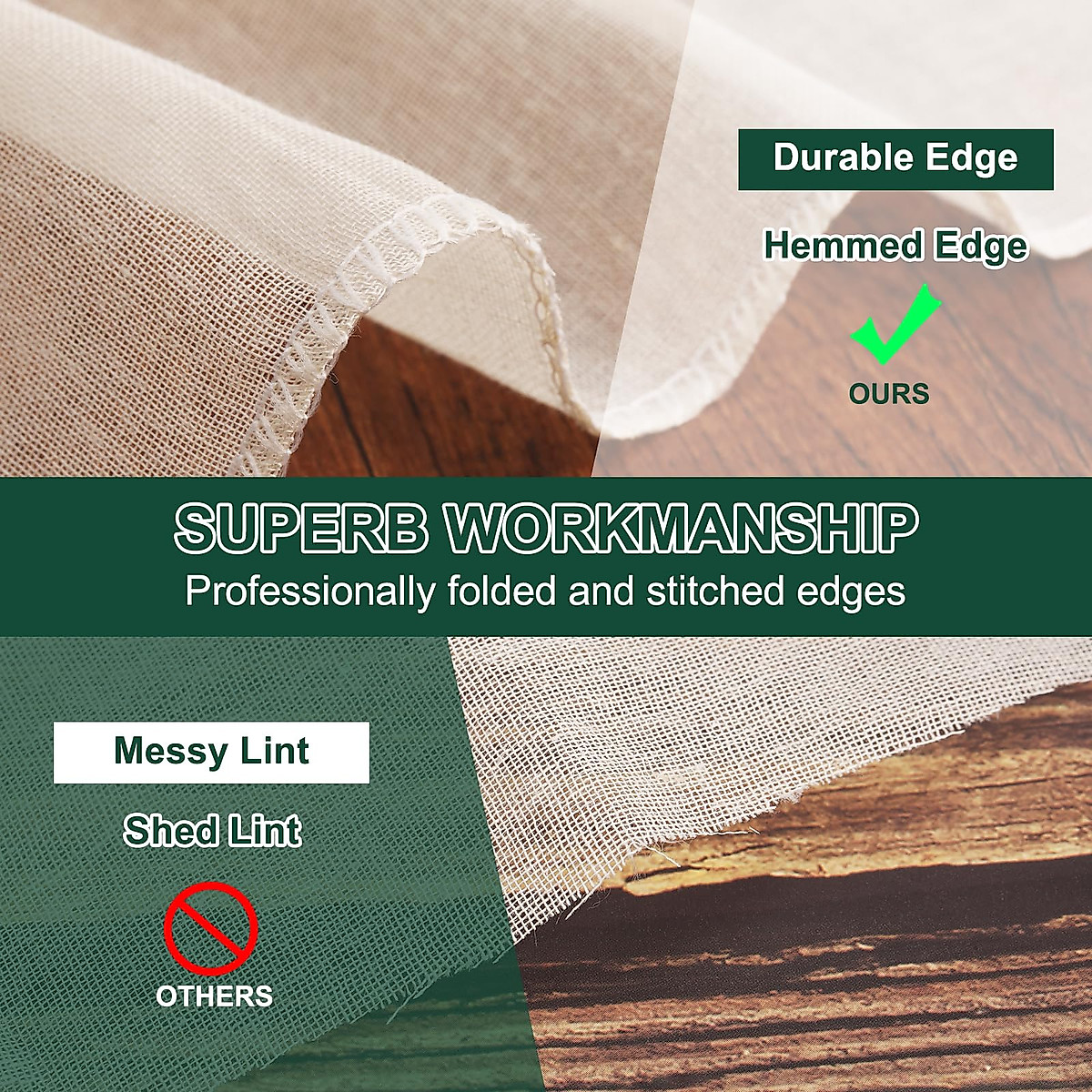 Paoeyrb 6Pcs 20x20Inch Cheese Cloth, 100Percent Organic Unbleached Pure Cotton Muslin Cloth, Reusable Cheesecloth, Premium Cheesecloth for Straining, Cooking, Bread, Butter