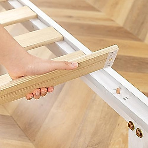 Mellow Naturalista Classic 12 Inch Solid Wood Platform Bed with Wooden Slats, King, White