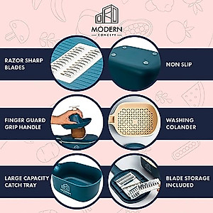 ModernConcept Mandoline Slicer Onion Slicer Vegetable Cutter Julienne Slicer Kitchen Master Handheld Mandoline Slicer Veggie Slicer with Container Vegetable Slicer with Container Food Slicer