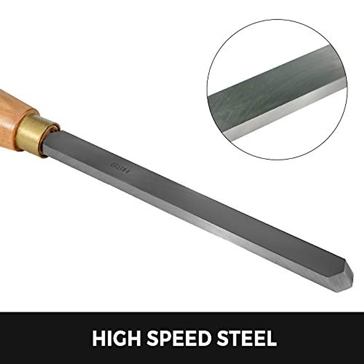 Mophorn Lathe Chisel 8 Piece Wood Lathe Chisel Cutting Carving HSS Steel Blades Wood Turning Tools Lathe Chisel Set Wooden Case for Storage for Wood Turning Hardwood One Free Chisel