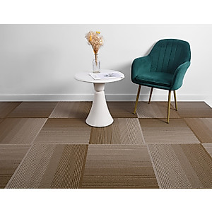 Rehert Carpet Tiles, Carpet Squares, Office Carpet Tiles Removable, Carpet Tile Flooring for Basement, 20" x 20" Berber (Loop Pile), Gradient Brown, 0.24" Pile Height (12 Tiles, 32 sqft/Box)