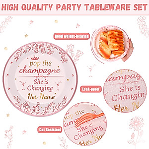 gisgfim 96 PCS Rose Gold Bachelorette Party Paper Plates Decorations Bridal Shower Party plates Decor Engagement Plates And Napkins Sets for Girls Bride Engagement Bachelorett Wedding Party