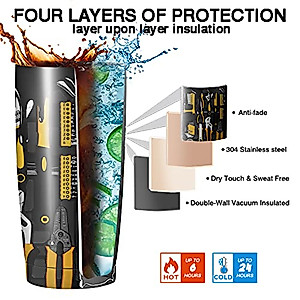 Tumbler for Men Mechanic Tools Box Coffee Tumbler for Engineer Men 20 oz Vacuum Insulated Stainless Steel Travel Mug Gifts Machine Tool Box Cup