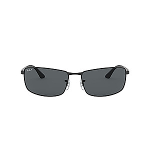Ray-Ban Men's RB3498 Rectangular Sunglasses, Matte Black/Polarized Grey, 64 mm