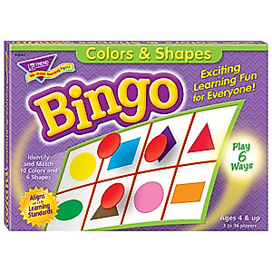 Trend Enterprises: Colors & Shapes Bingo Game, Exciting Way for Everyone to Learn 10 Colors & 6 Shapes, Play 6 Different Ways, Great for Classrooms and at Home, 2 to 36 Players, for Ages 4 and Up