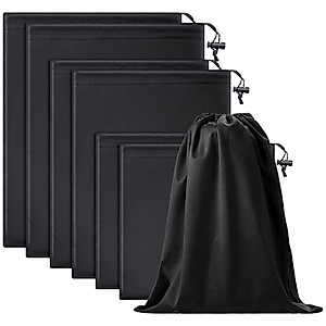 Flutesan 6 Pieces Toy Storage Bag Microfiber Ski Goggle Bag Sunglasses Pouch Case Foldable Adjustable Drawstring Bag (Black, 9 x 11.8 Inch, 7 x 9.8 Inch, 5.9 x 5.9 Inch)