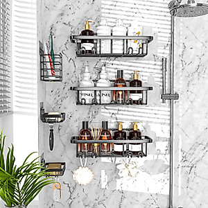 oyenbboi Shower Caddy, Shower Organizer [6-Pack], Adhesive Shower Shelves, Large Capacity Shower Rack, No Drilling Rustproof Bathroom Shower Organizer, Shower Shelf for Inside Shower