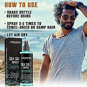 Viking Revolution Sea Salt Spray for Hair Men - Hair Texturizing Spray with Kelp, Aloe Vera & Red Algae Extract - Surf Spray to Add Volume and Texture - Sea Salt Spray for Men Beach Hair Spray 8oz