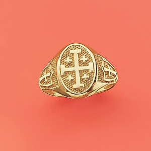 Ross-Simons 14kt Yellow Gold Multi-Cross Signet Ring. Size 9