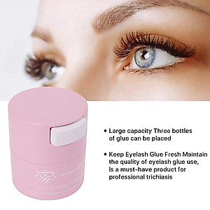 "N/A" Pretty memory Glue Storage Container for Eyelash Extensions Airtight Lash Glue Holder Tank Jar Adhesive Eyelash Extension Supplies, Pink