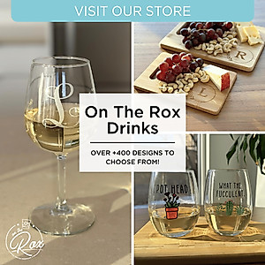 On The Rox Drinks Monogrammed Gifts For Women and Men - Letter A-Z Initial Engraved Monogram Stemless Wine Glass - 17 Oz Personalized Wine Gifts For Women and Men (A)