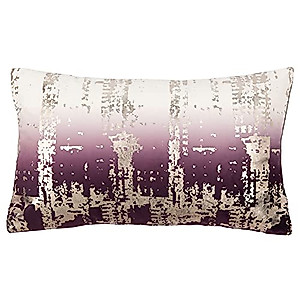 Safavieh Home Collection Rensia 12 x 20-inch Purple/Silver Metallic Decorative Accent Pillow PLS7143A-1220, 12"x22"