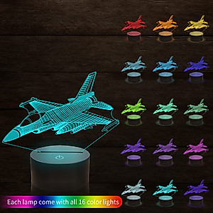 Anywin Warplane Night Lights,Kids Airplane 3D Night Light Bedside Lamp Fighter Toy Light 7 Colors Changing with Remote Control Best Christmas Gifts and Birthday Gifts for Boys Girls Kids Baby